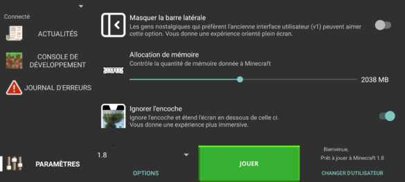 Jouer à Minecraft Java sur Android et iOS