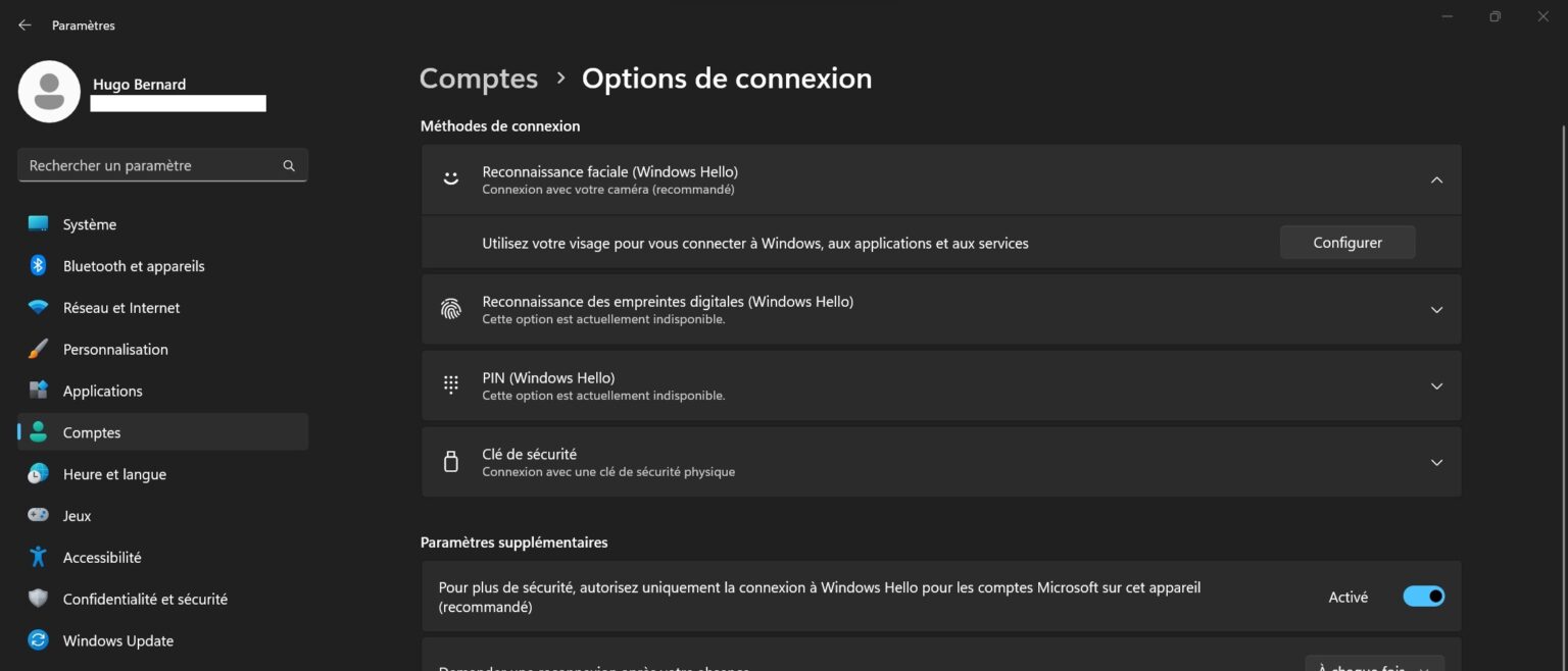 Comment utiliser Windows Hello : la reconnaissance faciale de Windows