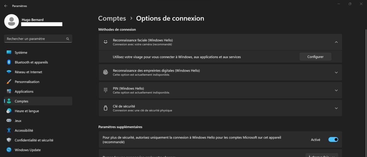 Comment utiliser Windows Hello : la reconnaissance faciale de Windows