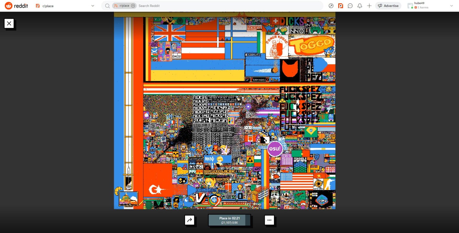 La Pixel War est de retour sur Reddit : le r/Place, c'est maintenant