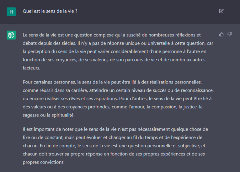 Quel est le sens de la vie ? La réponse de ChatGPT